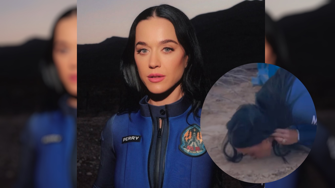 Reacción de Katy Perry tras aterrizar de su viaje al espacio con Blue Origin ...